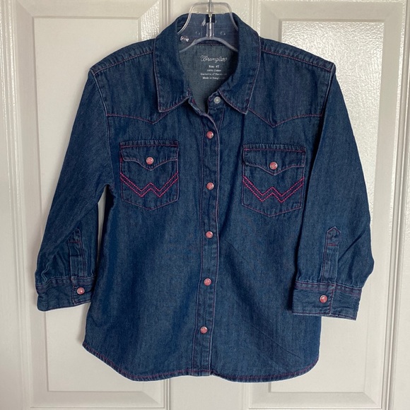Wrangler | Shirts & Tops | Wrangler Button Down Denim Shirt 4t | Poshmark